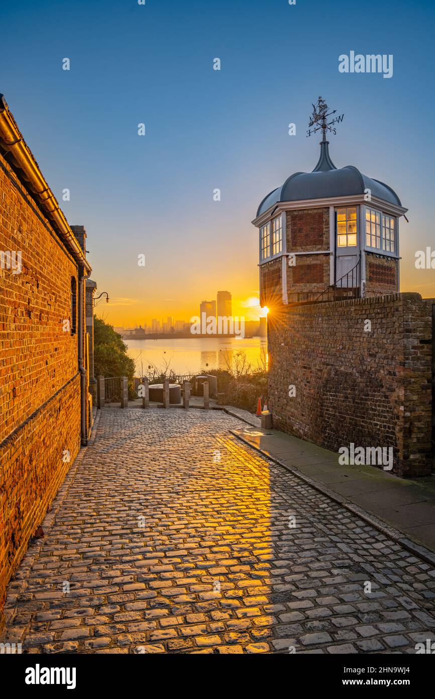 Looking down the High St in Upper Upnor on the banks of the Medway Kent ...