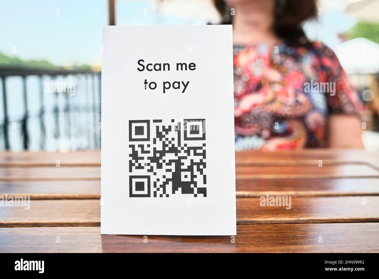 QR code for contactless payment in a restaurant. Concept of cashless ...
