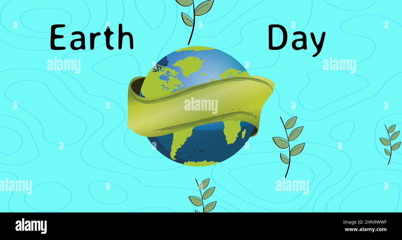Digitally generated image of planet earth with blank label and text ...