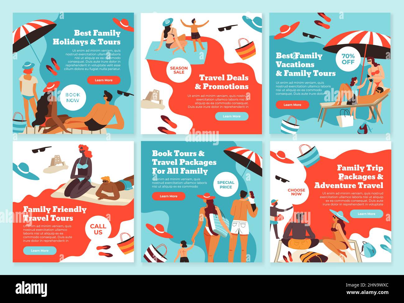 Family holidays and tour advertising at web post Stock Vector Image ...