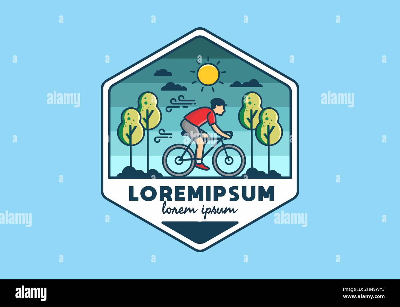 illustration badge of riding bicycle design Stock Vector Image & Art ...