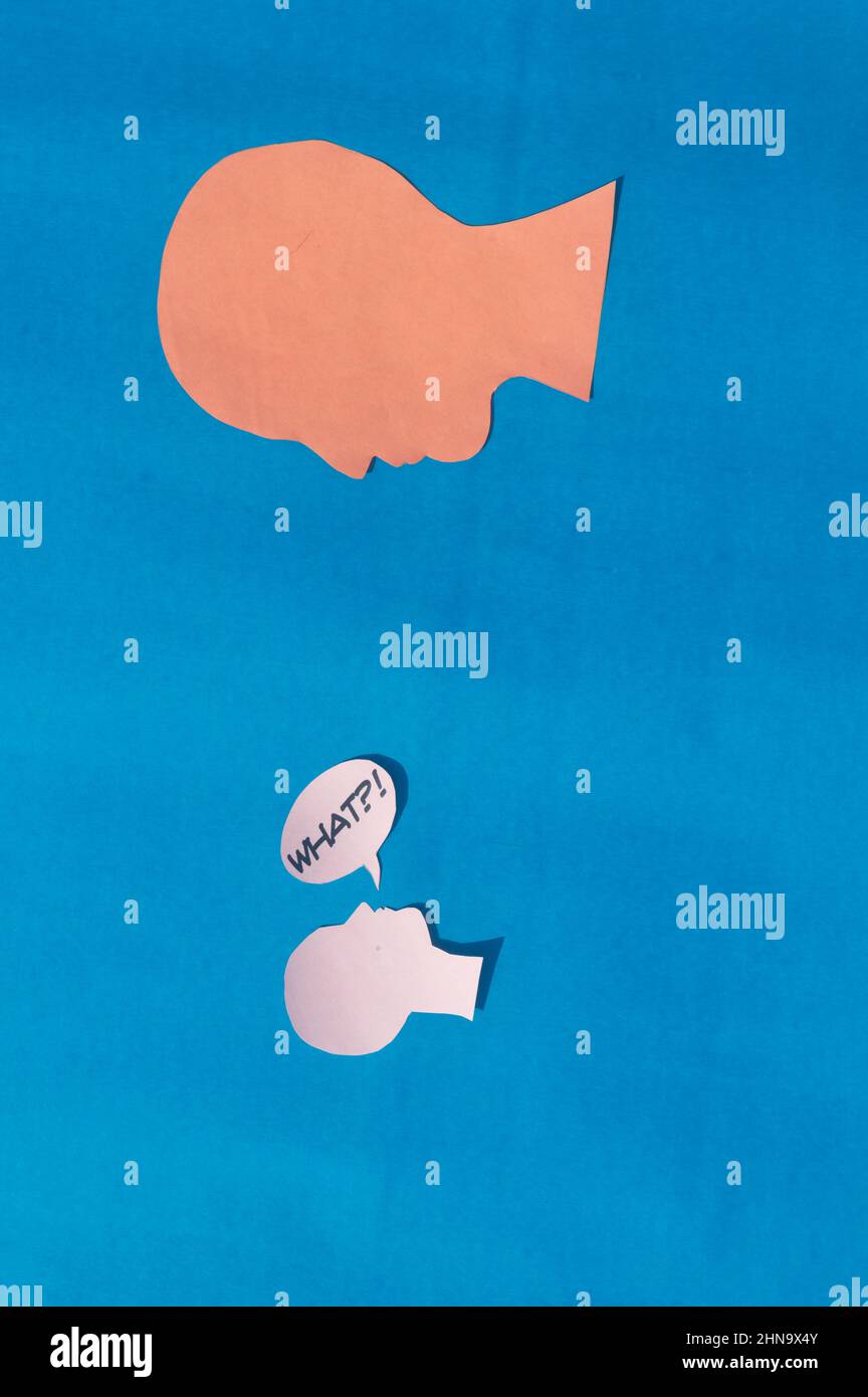 Two Paper Human face with what Question Mark on speech bubble isolated ...
