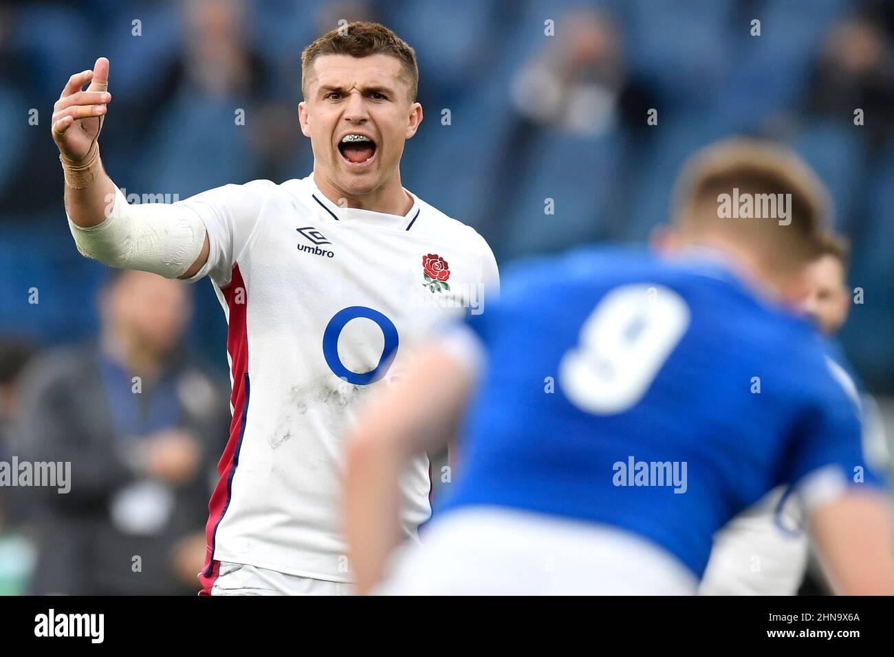 Rome, Italia. 13th Feb, 2022. Henry Slade of England reacts during the ...