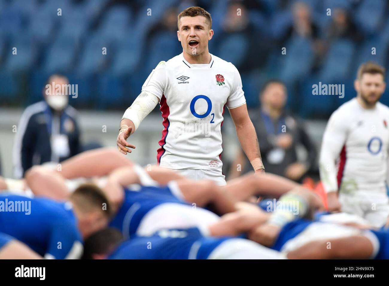 Rome, Italia. 13th Feb, 2022. Henry Slade of England reacts during the ...