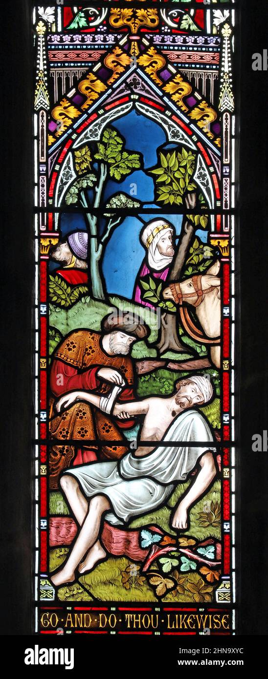 Stained glass window by Frederick Preedy, depicting Coprporal Acts of ...