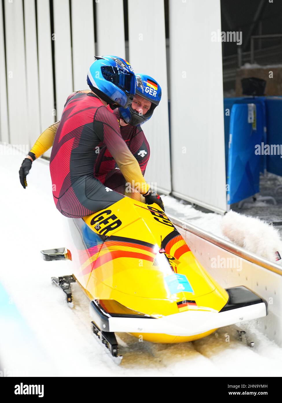 Peking, China. 15th Feb, 2022. Bobsleigh: Olympics, two-man bobsleigh ...