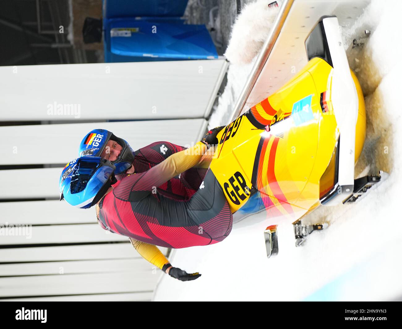 Peking, China. 15th Feb, 2022. Bobsleigh: Olympics, two-man bobsleigh ...