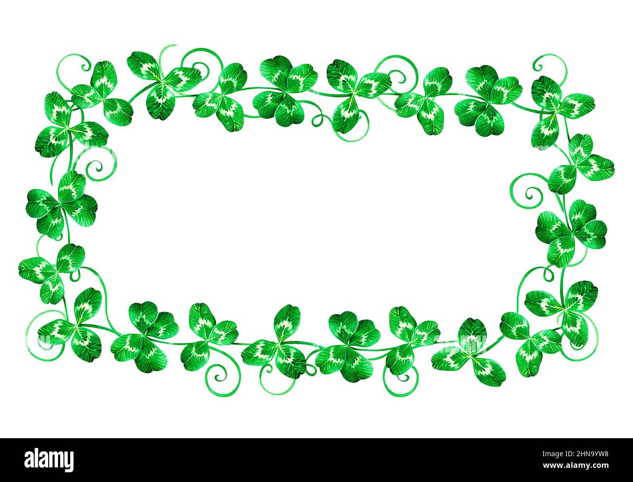 Rectangular frame made of clover. St. Patrick's Day. Watercolor ...
