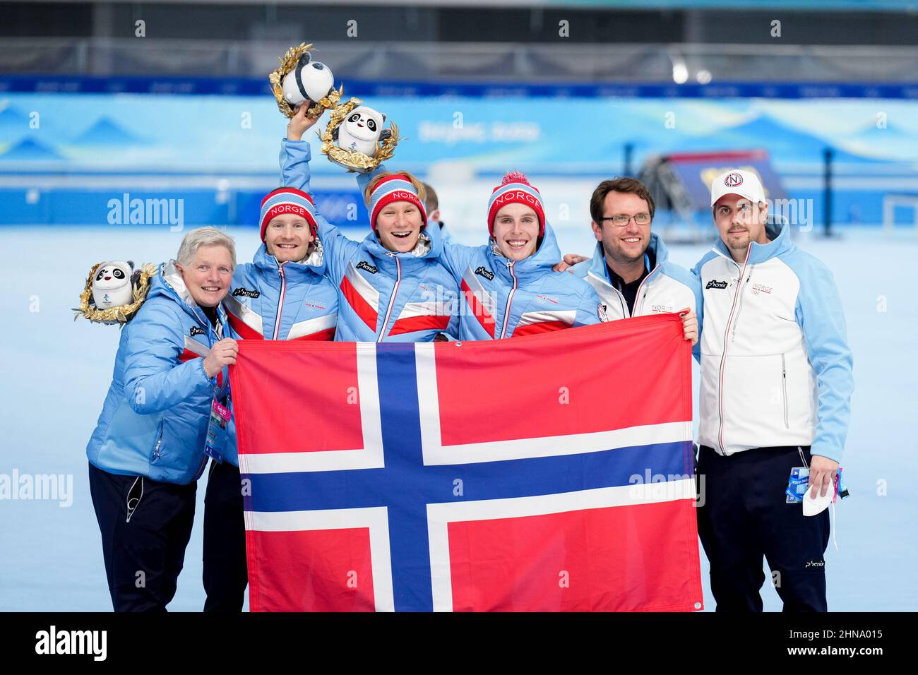 BEIJING, CHINA - FEBRUARY 15: golden medal winners Peder Kongshaug of ...
