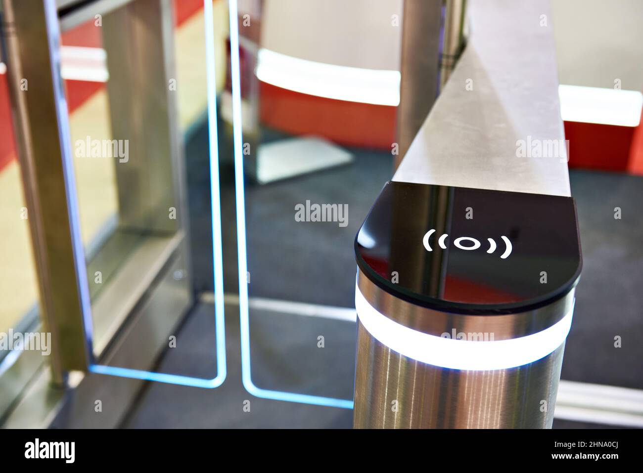 Modern baffle gate or turnstile Stock Photo - Alamy