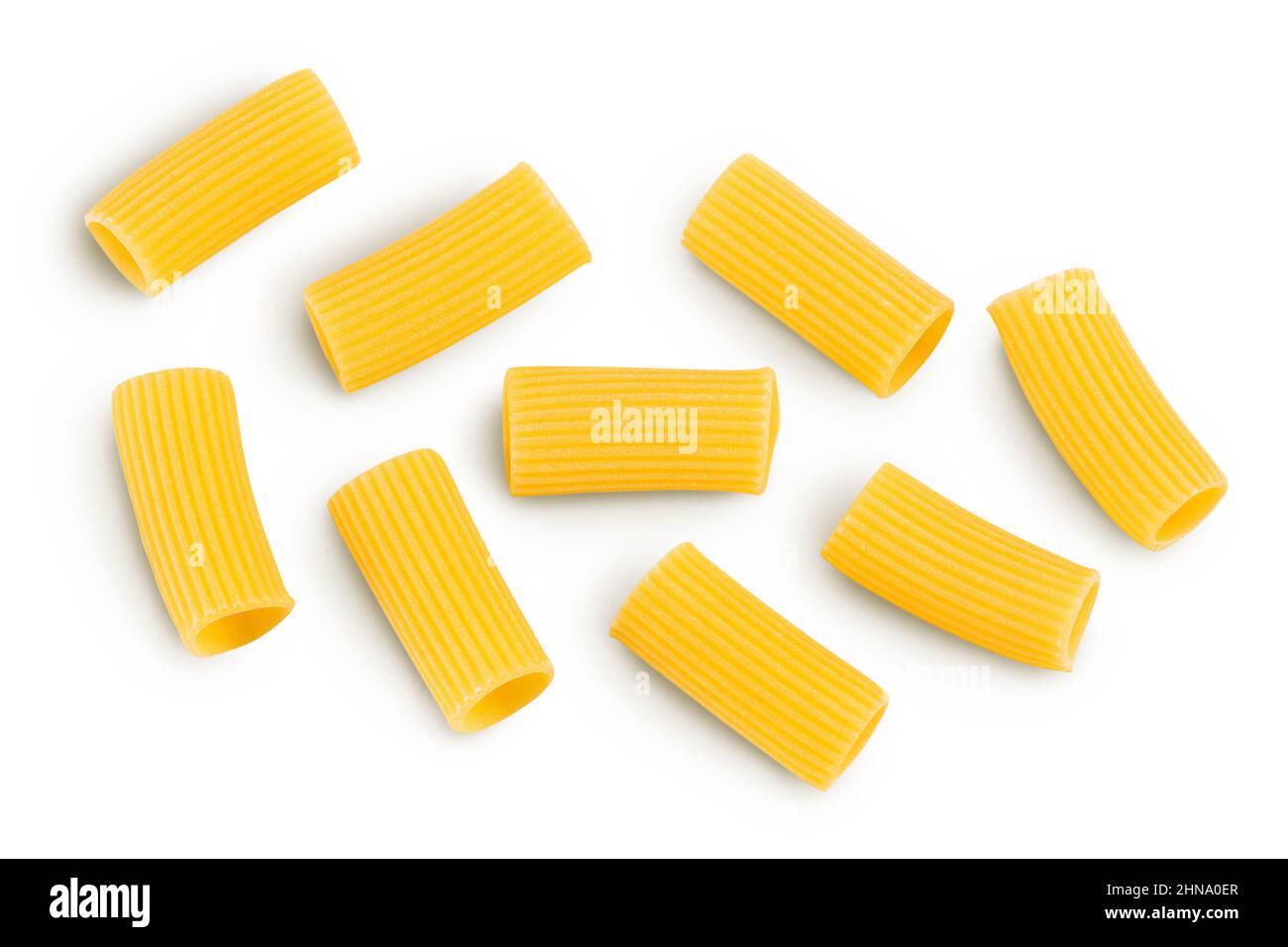 raw italian Rigatoni pasta isolated on white background with clipping ...