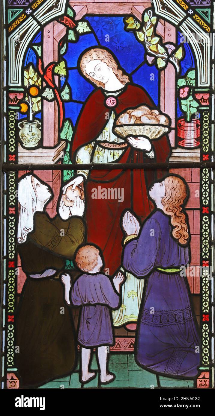 Stained glass window by Frederick Preedy, depicting Coprporal Acts of ...