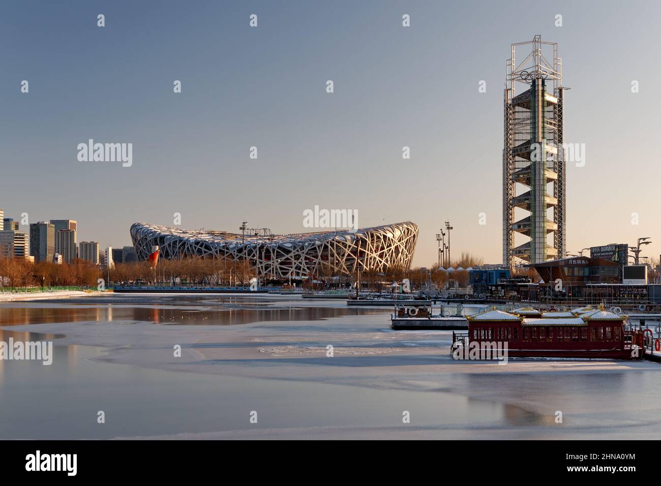 National Stadium Bird Nest during 2022 Beijing Winter Olympics in Beijing China on Feb.14,2022 ...
