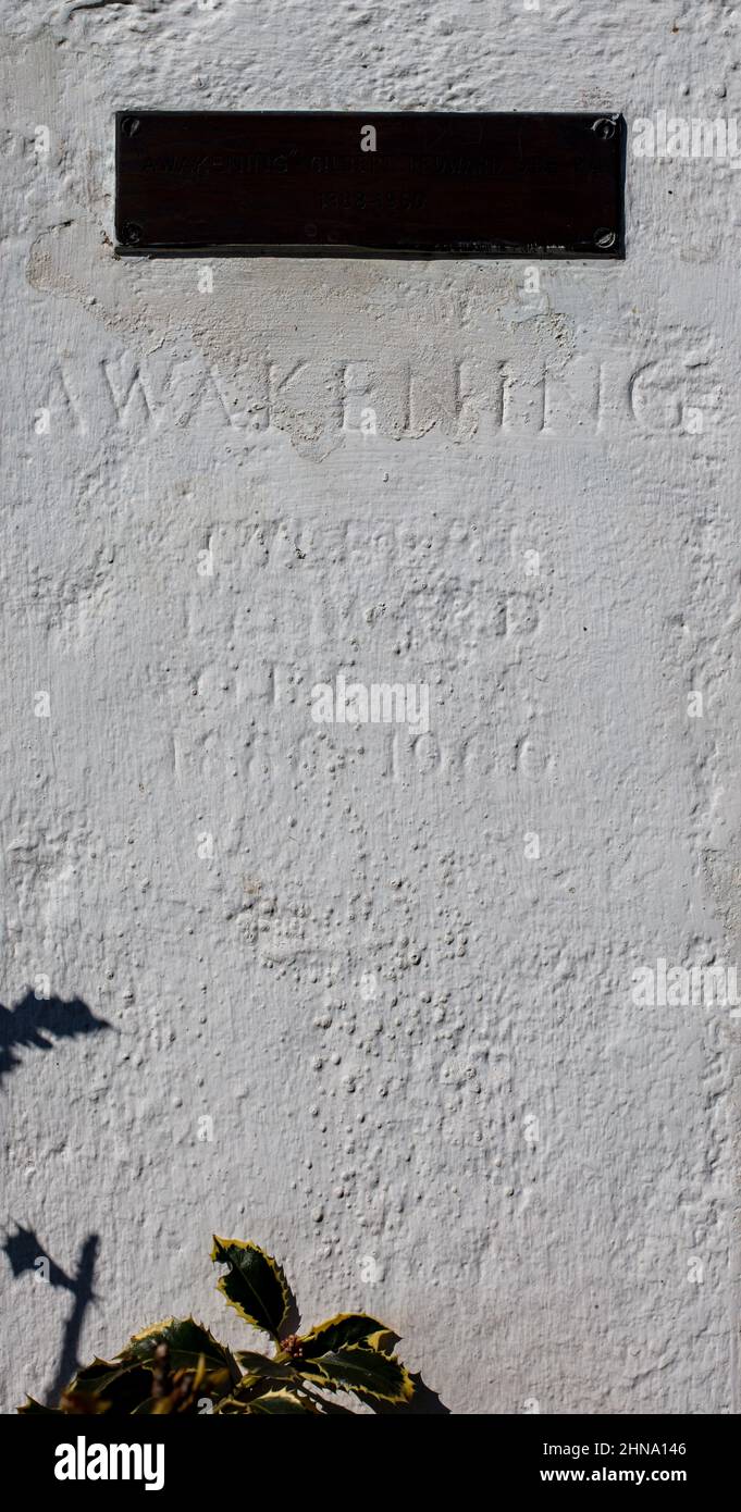 Incised tablet on Gilbert Ledward's 'Awakening', a statue dated 1923 ...