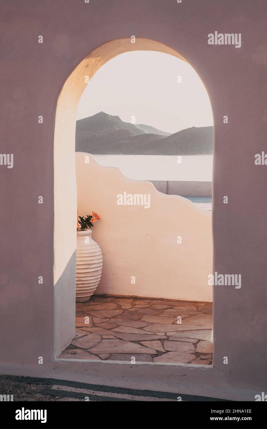 traditional Greek door opening to the sea Stock Photo - Alamy