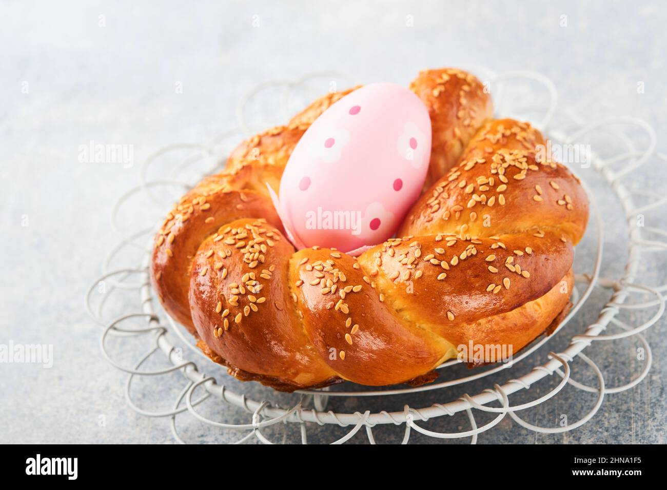 Spanish Easter cake. Traditional mona de pascua typical in Spain with ...