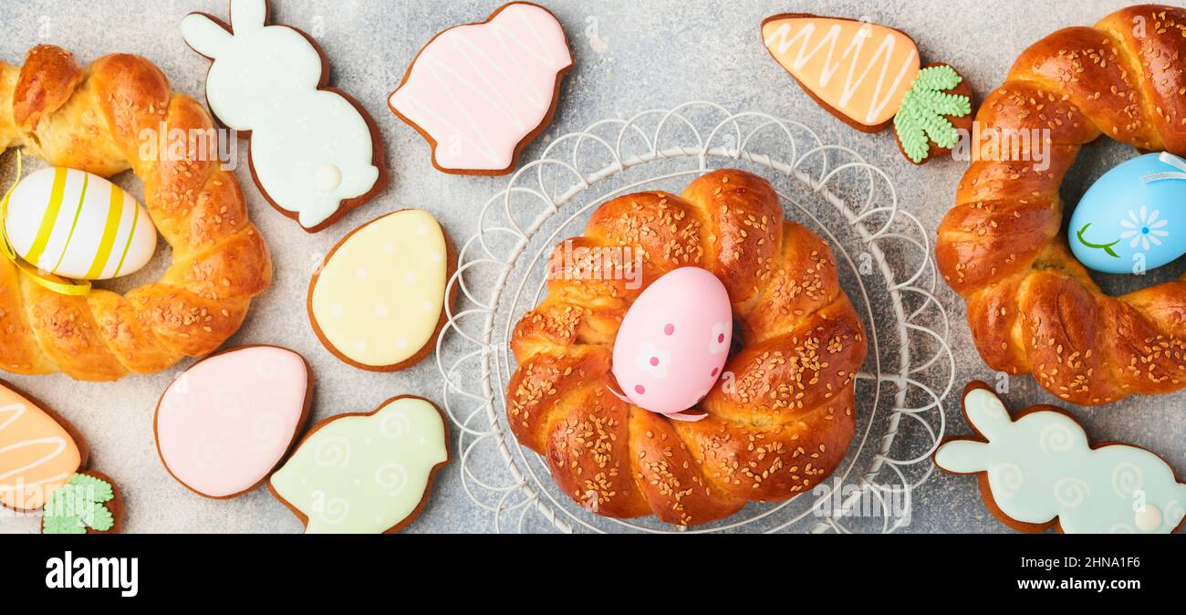 Spanish Easter cake. Traditional mona de pascua typical in Spain with ...