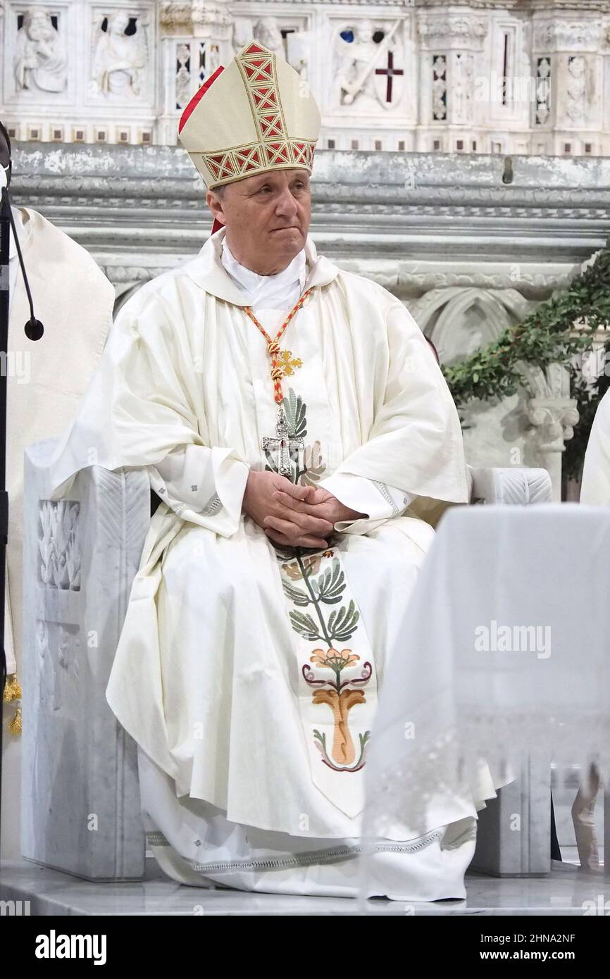 Italy, Arezzo, Tuscany region, February 15, 2022 : Cardinal Mario Grech ...