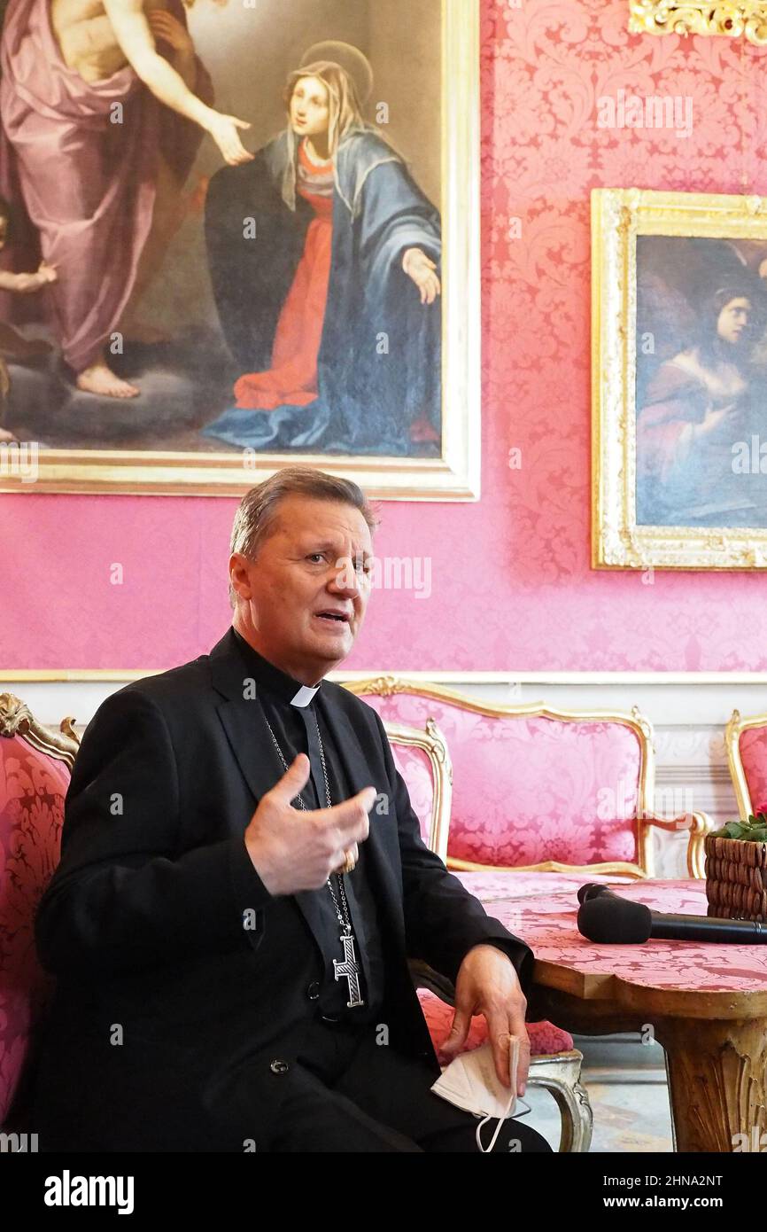 Italy, Arezzo, Tuscany region, February 15, 2022 : Cardinal Mario Grech ...