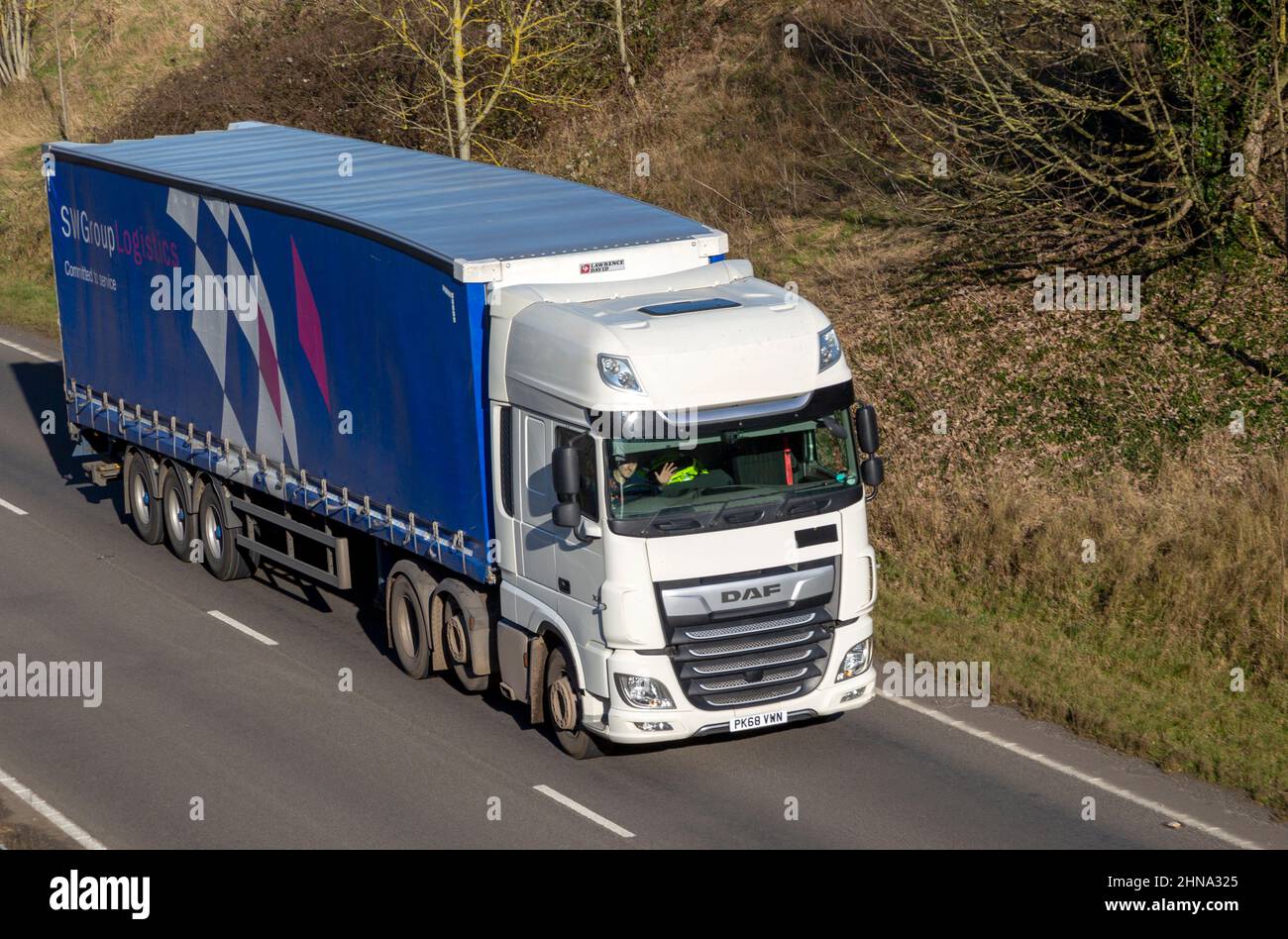 DAF HGV lorry vehicle SW Group Logistics, on A14 road, Wickham Market ...