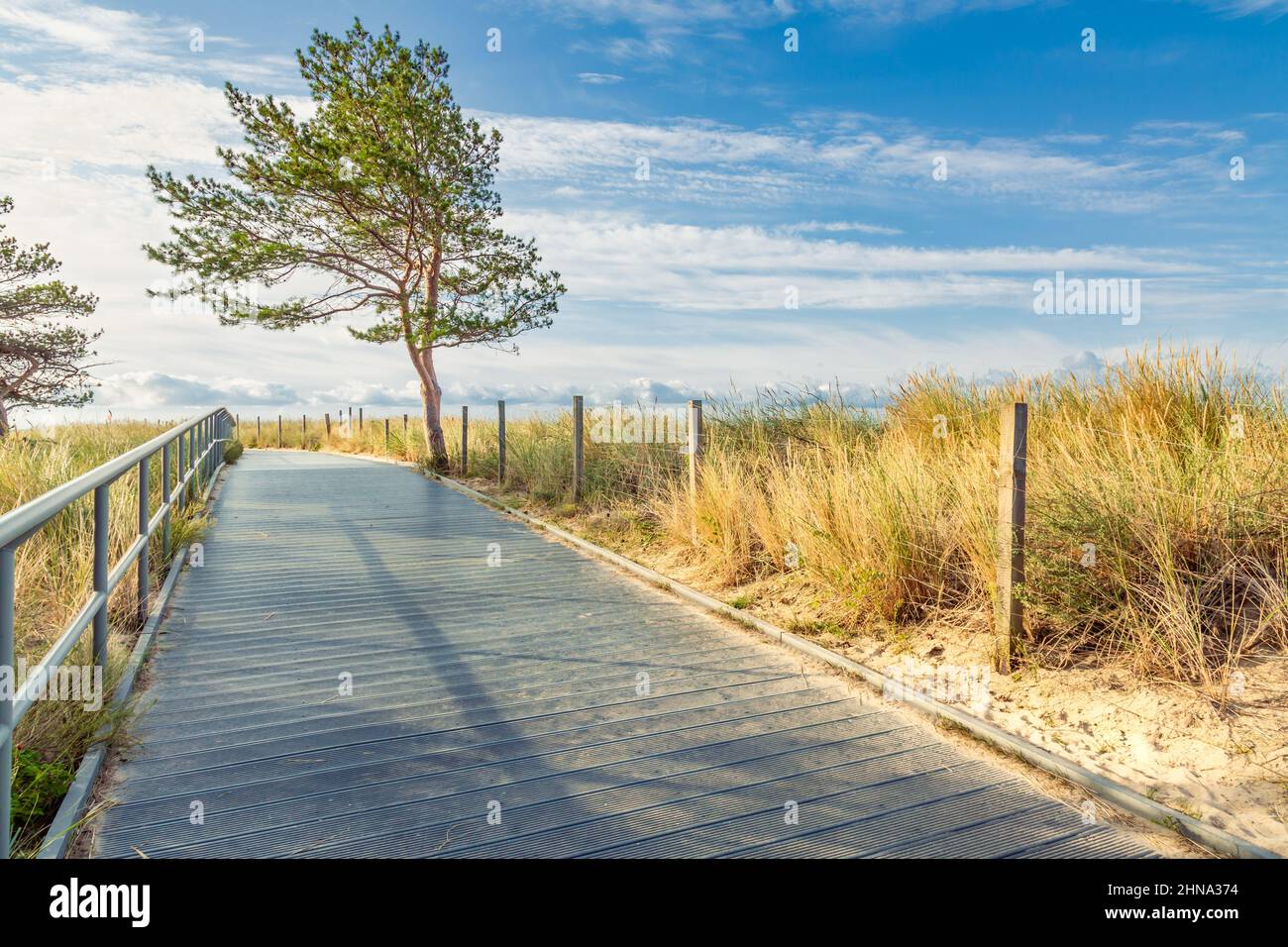 Coastal promenade along beach in Hel town on coast of Baltic Sea ...