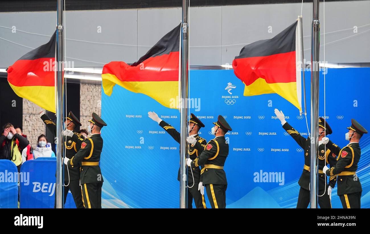 Peking, China. 15th Feb, 2022. Bobsleigh: Olympics, two-man bobsleigh ...