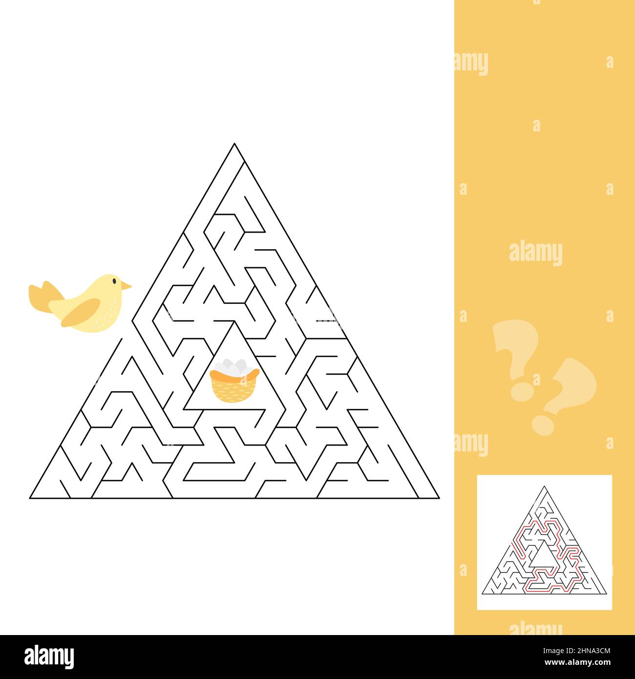 Maze game for children, education worksheet. Bird and nest with eggs ...