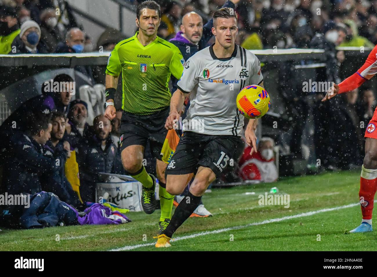 La Spezia, Italy. 14th Feb, 2022. Spezia's Arkadiusz Reca during Spezia ...