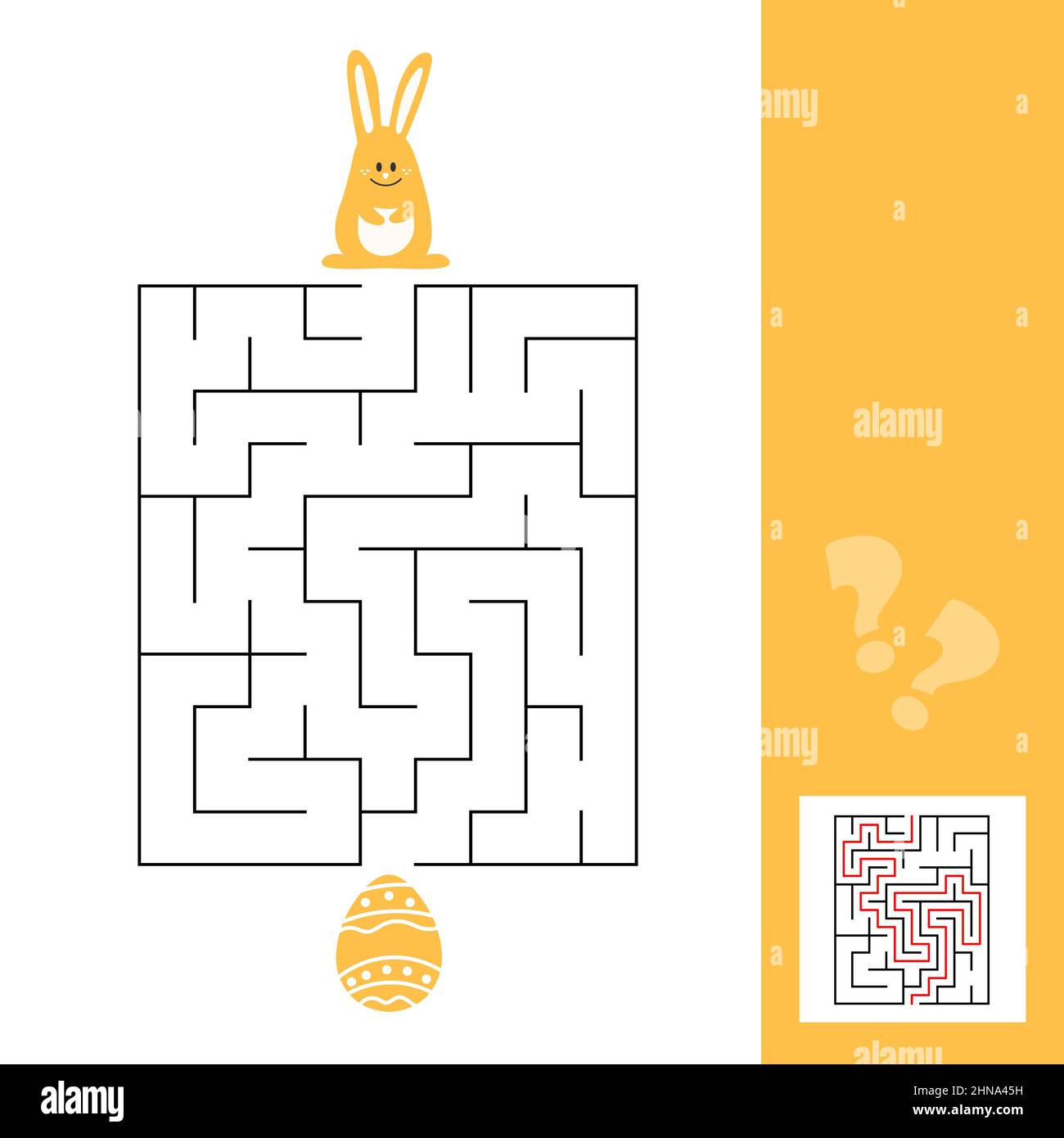 Help little bunny find path to Easter egg. Labyrinth with answer. Maze ...