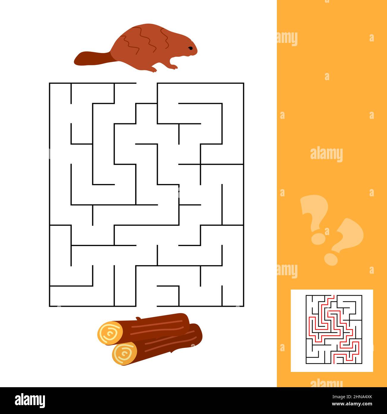 Cartoon illustration of educational maze puzzle game for children with ...
