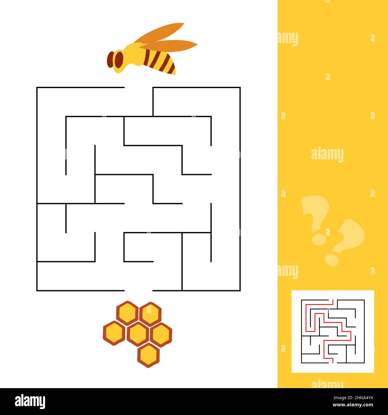 Bee and honeycomb maze game for preschool children. Simple game for ...