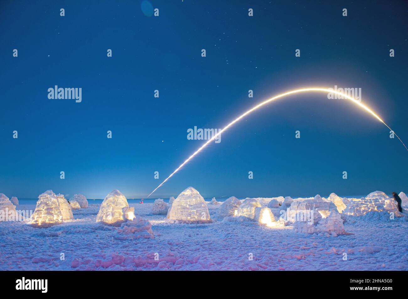 Genre photography. Ice houses built by participants of the Igloo-2022 ...