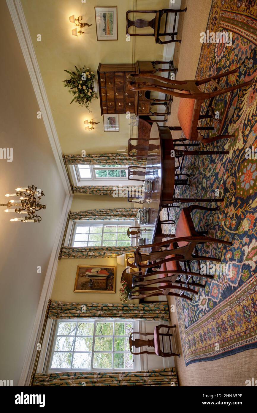 Newmarket, Suffolk - October 23 2014: Grand dining room within old ...