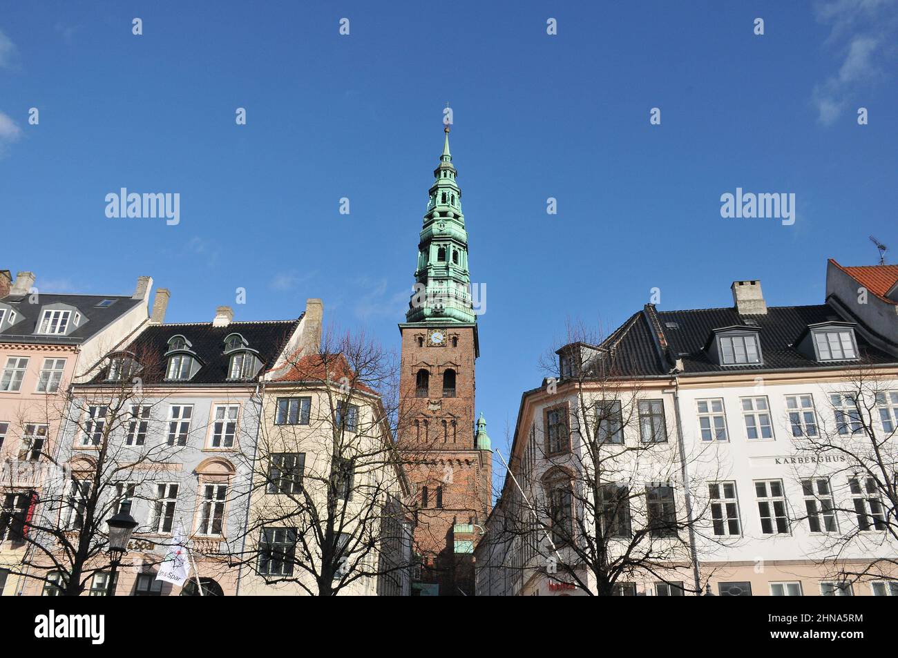 Copenhagen/Denmark./15.February 2022 / Sankt Nicolai Kirke and statue ...