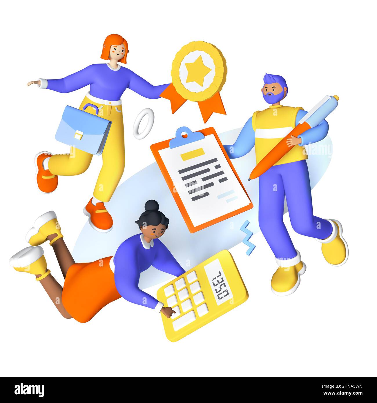 Office teamwork - modern colorful 3D style illustration with cartoon ...