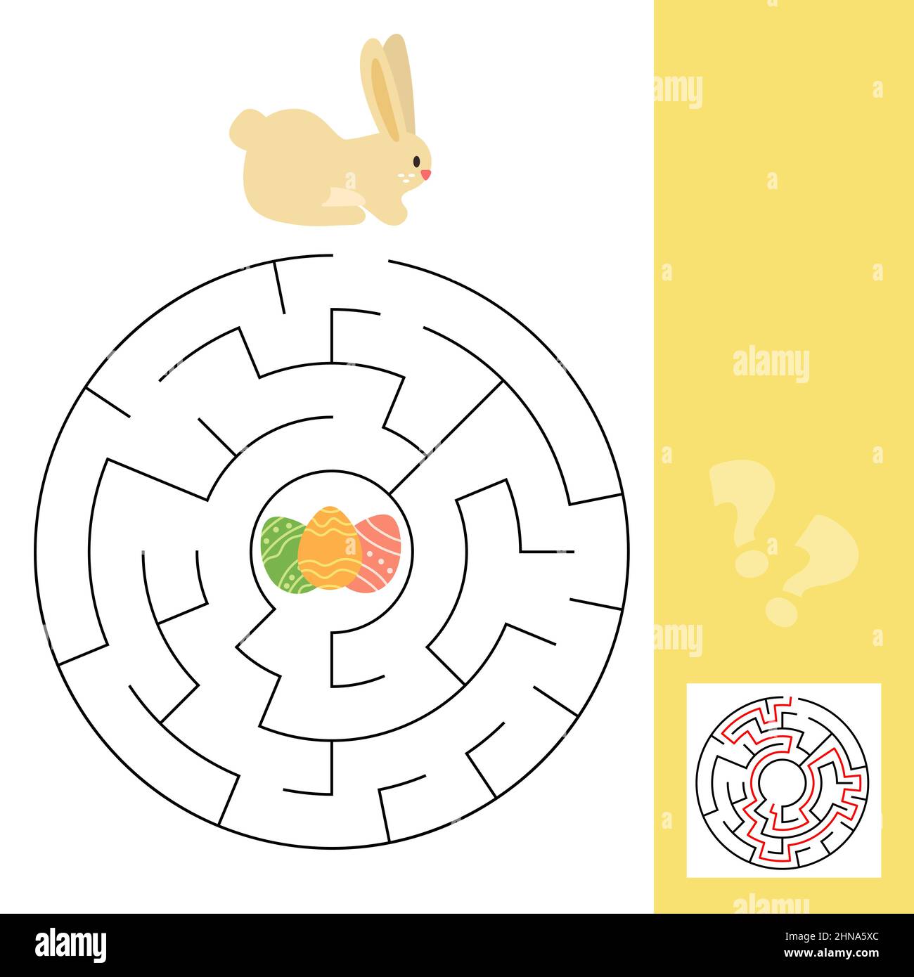 Help little bunny find path to Easter egg. Labyrinth with answer. Maze ...