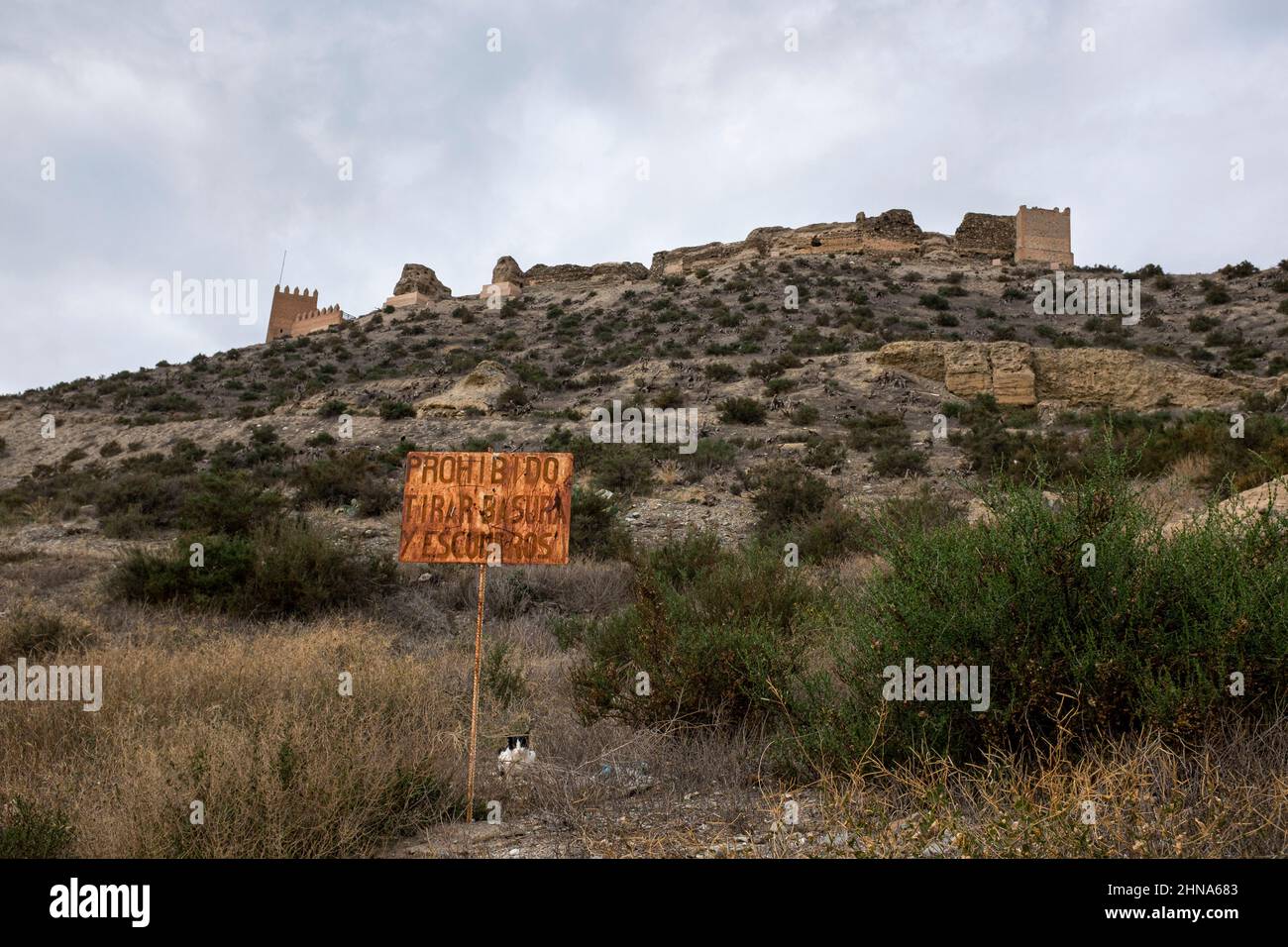 view to the Castillo de Tabernas, Tabernas, Almería, Andalusia, Spain ...