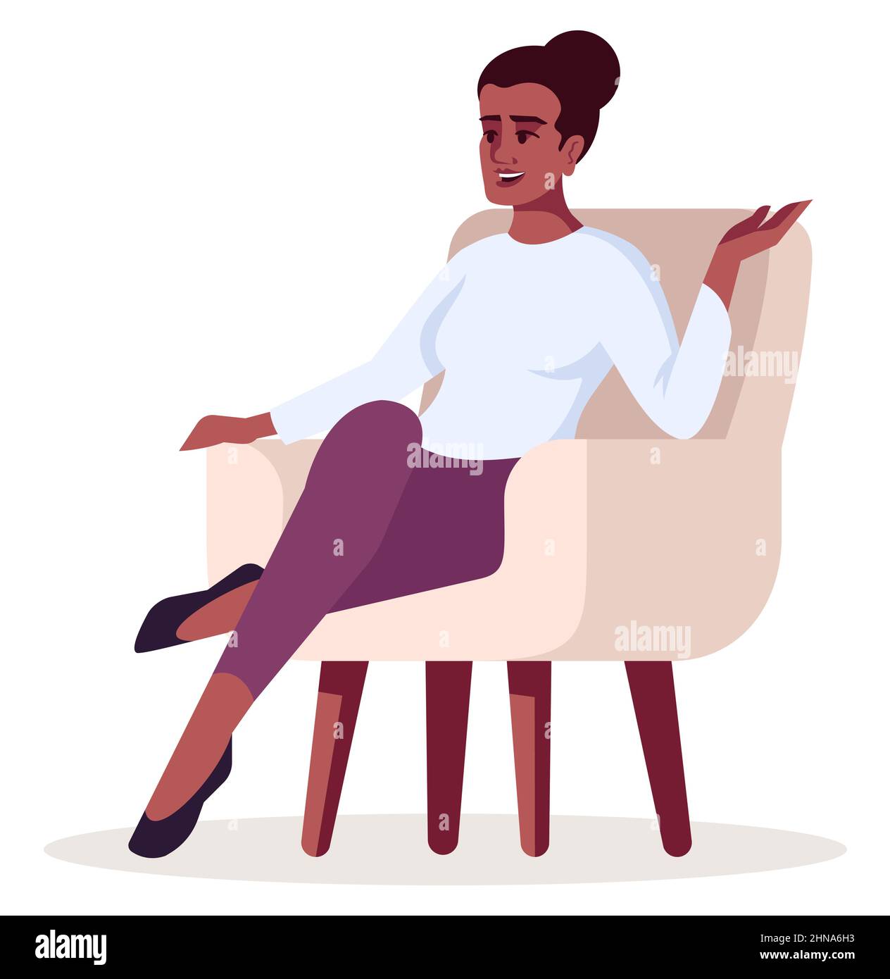 Talkative person sitting in relaxed pose semi flat RGB color vector ...