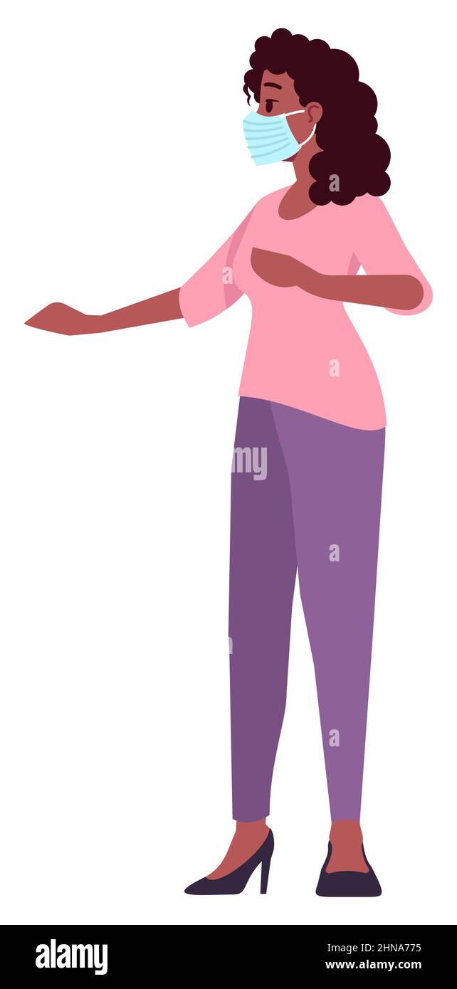 Girl stretching hands semi flat RGB color vector illustration Stock ...