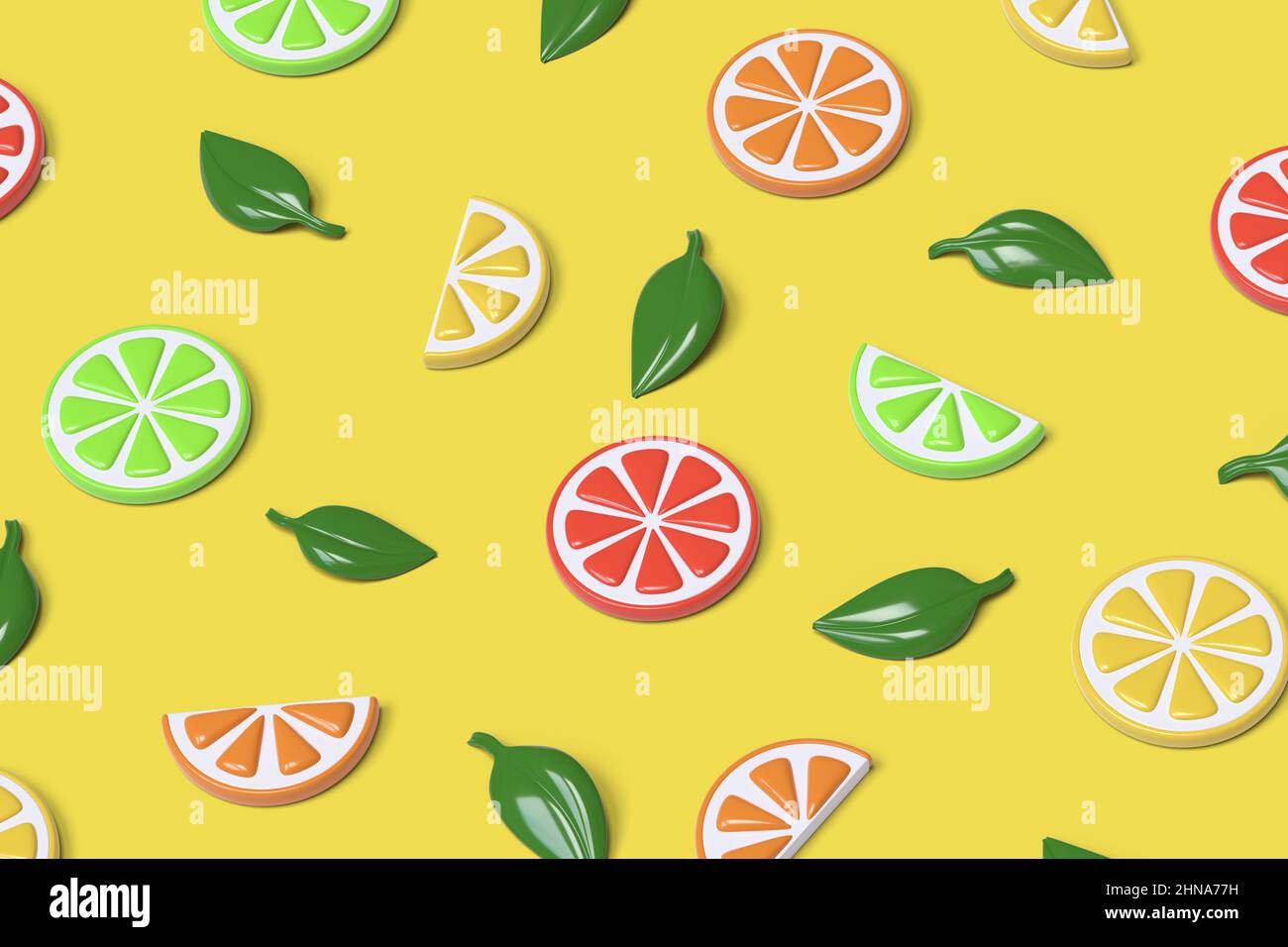 Cartoon citrus pattern background. 3D illustration Stock Photo - Alamy