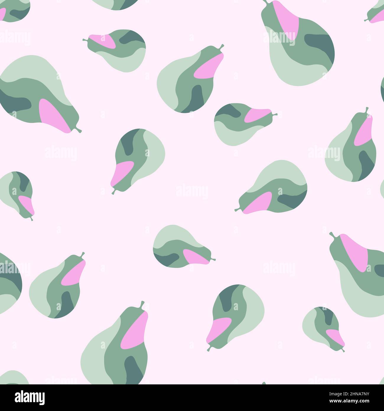 Creative pears seamless pattern. Abstract summer fruit background. Repeated texture in doodle ...