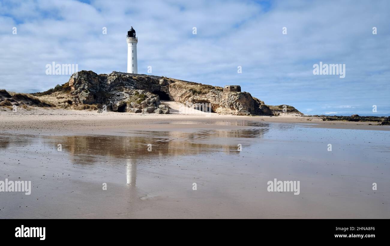 Covesea Lighthouse & Caves Stock Photo - Alamy