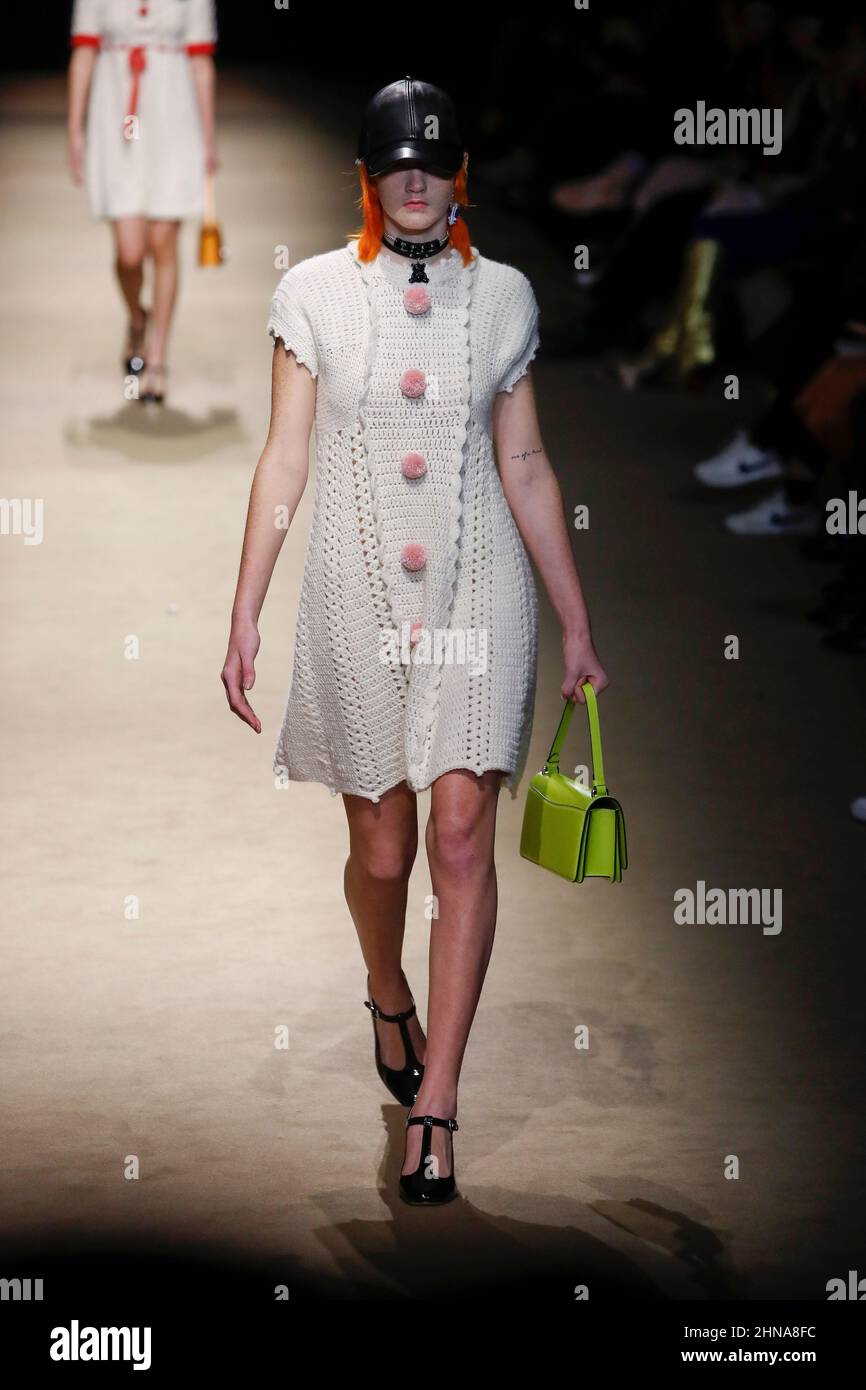 Model Kelly Donoghue walks on the runway at the Coach fashion show ...