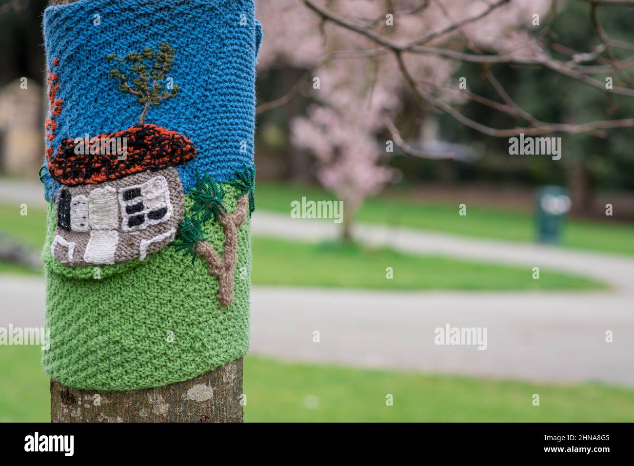 Unusual tree cover in park Stock Photo - Alamy