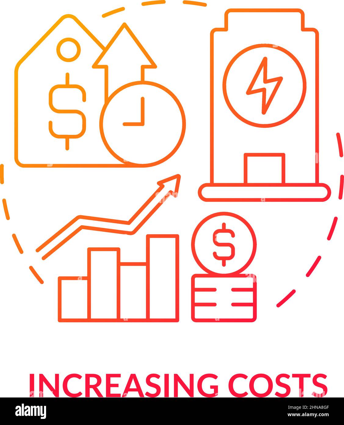 Increasing costs red gradient concept icon Stock Vector Image & Art - Alamy
