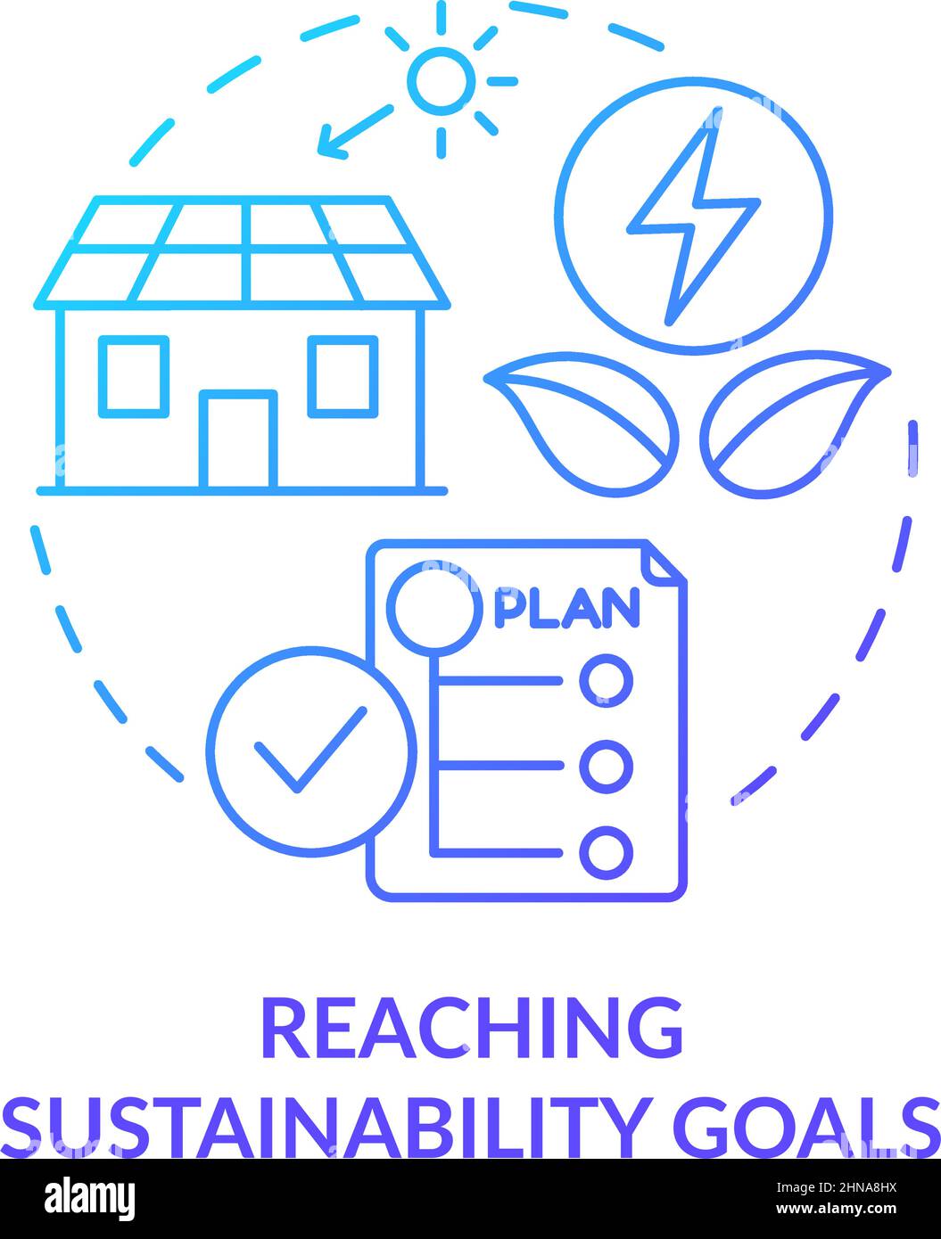 Reaching sustainability goals blue gradient concept icon Stock Vector ...