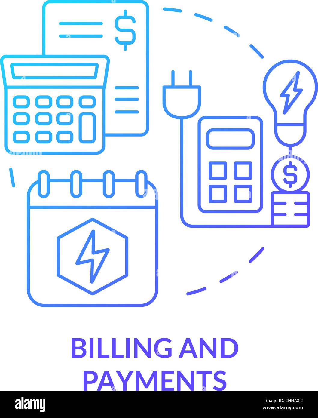 Billing and payments blue gradient concept icon Stock Vector Image ...