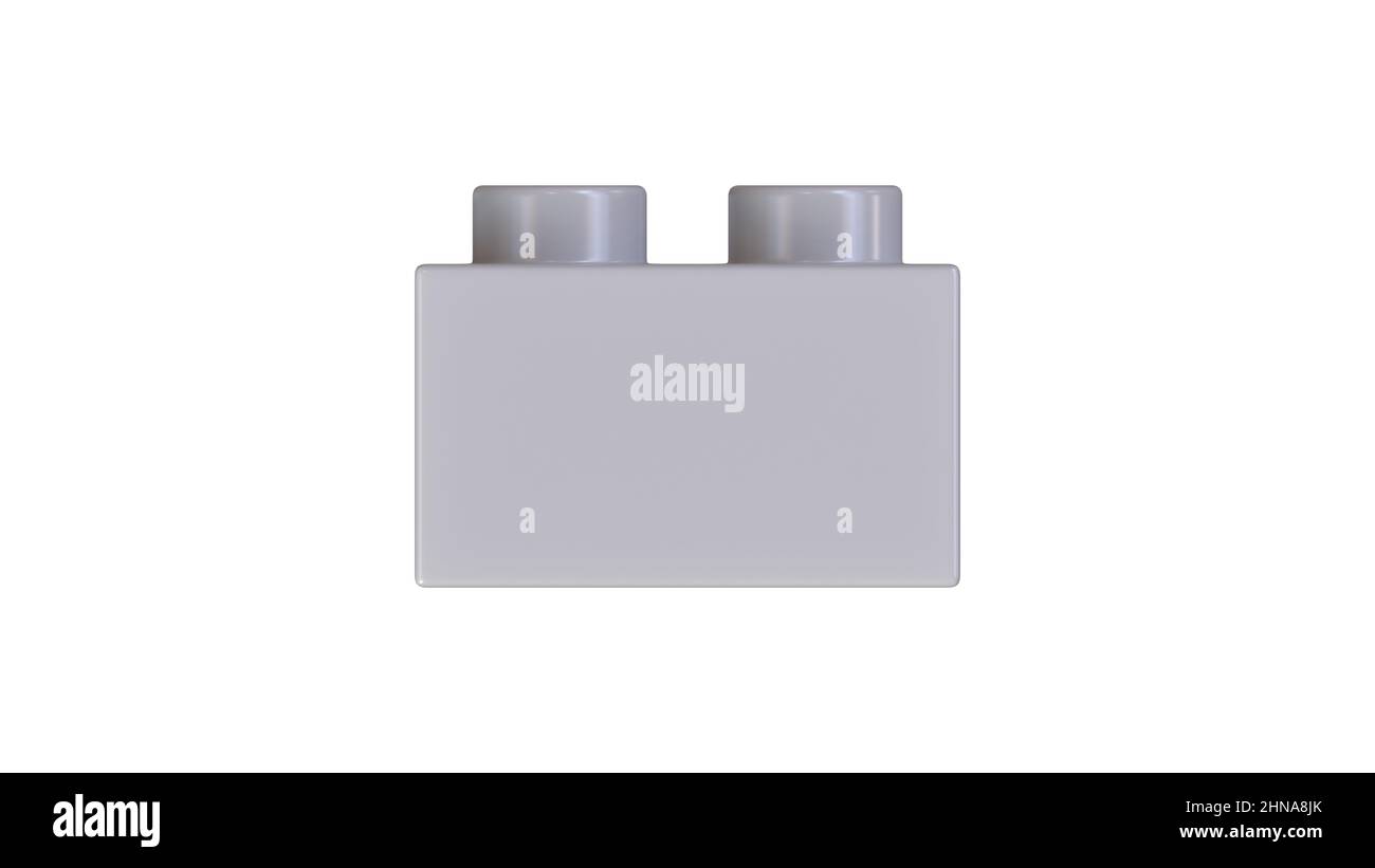 8K Ultra HD Side View of Grey Plastic Lego Toy Brick Isolated on a ...