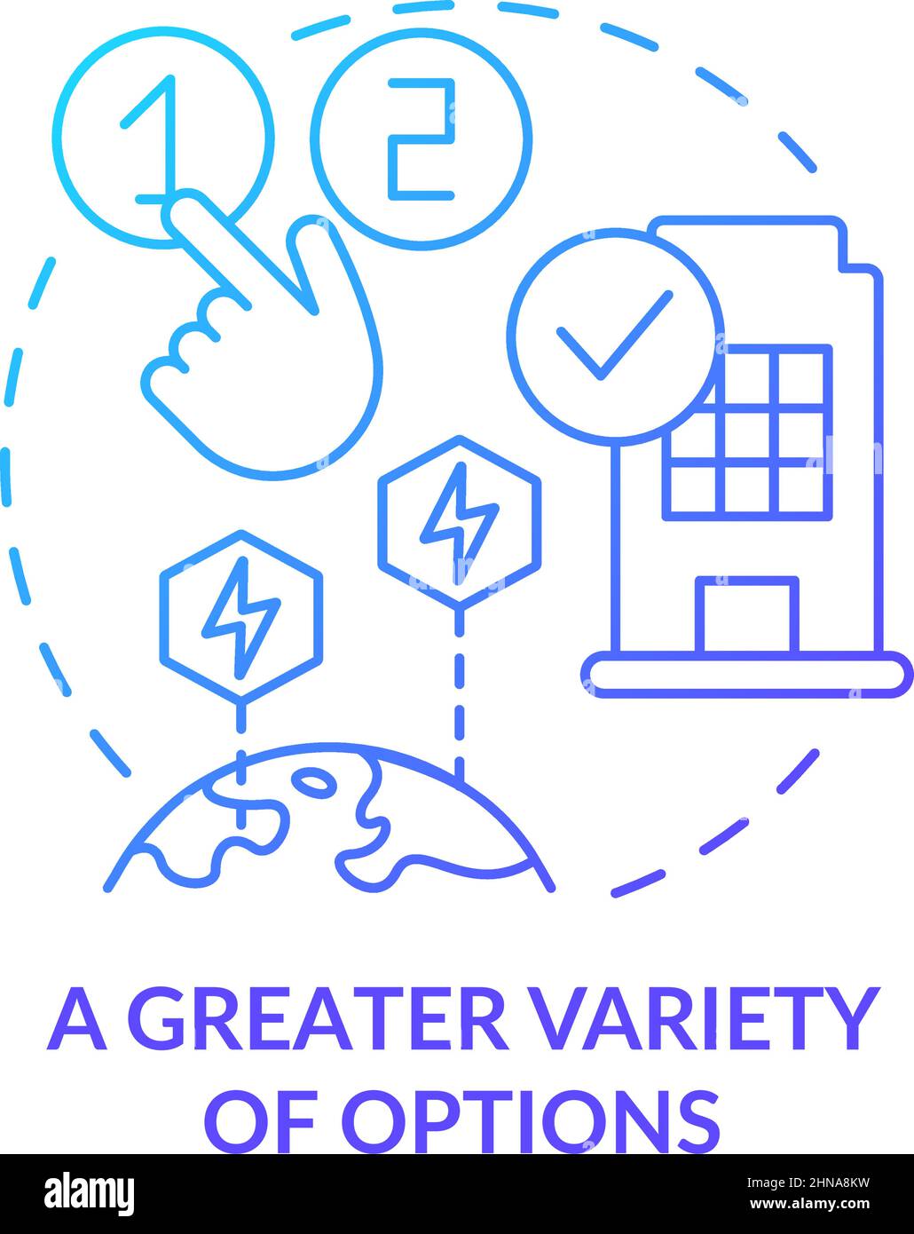 Greater variety of options blue gradient concept icon Stock Vector ...