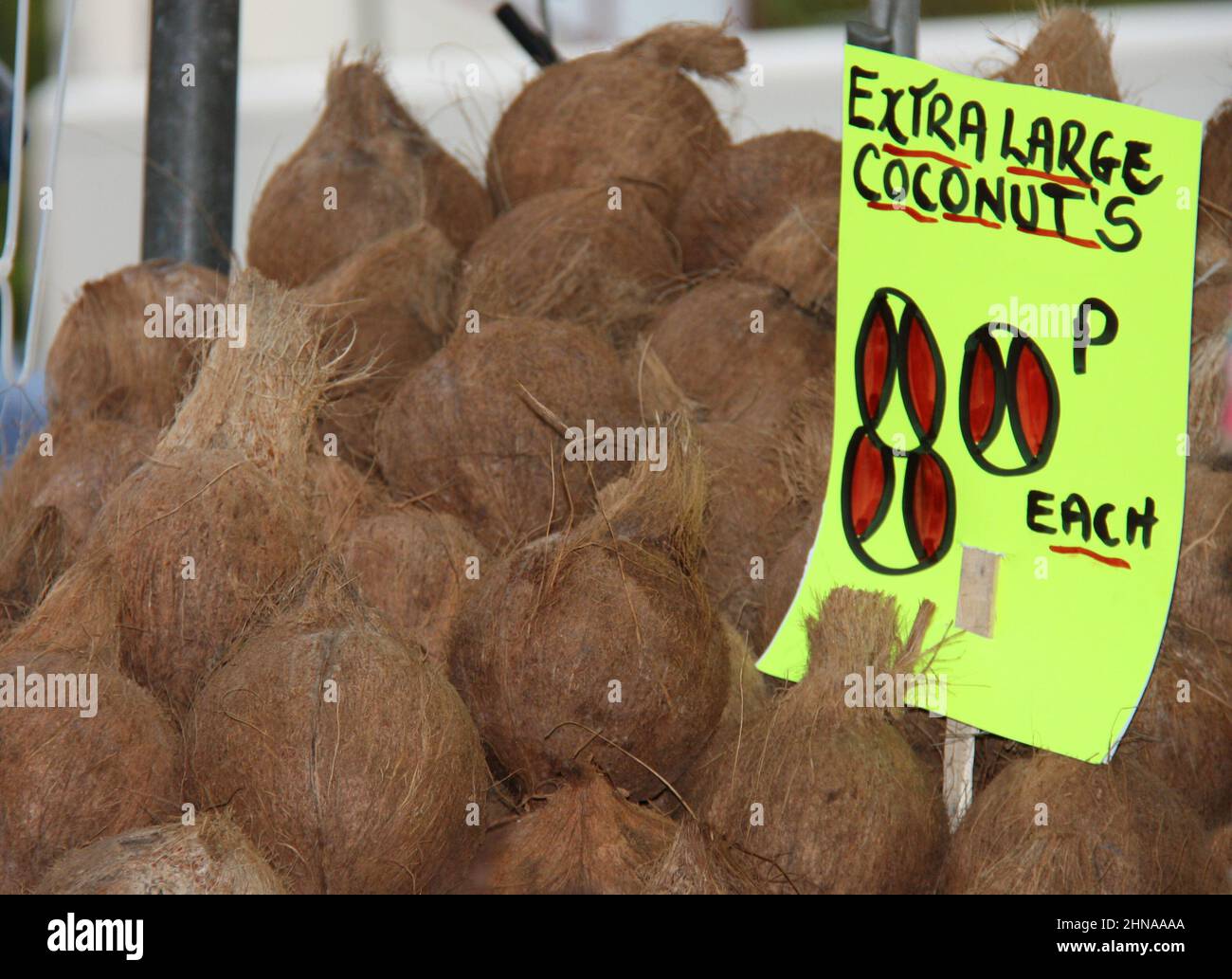 A Market Stall Displaying the Sale of Coconuts Stock Photo - Alamy